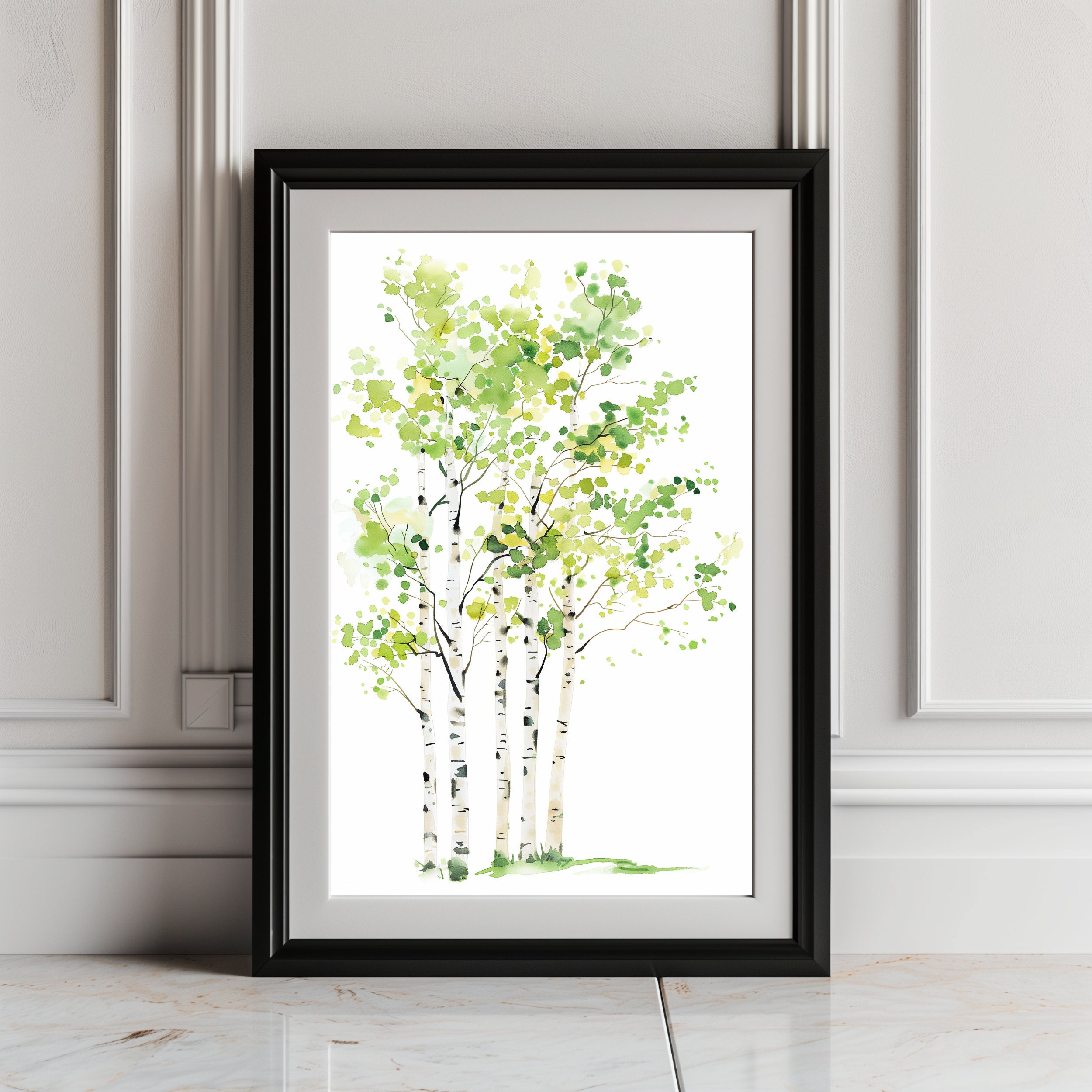 Aspen Tree Watercolor Painting Set of 4 - Changing Seasons Nature Décor ...
