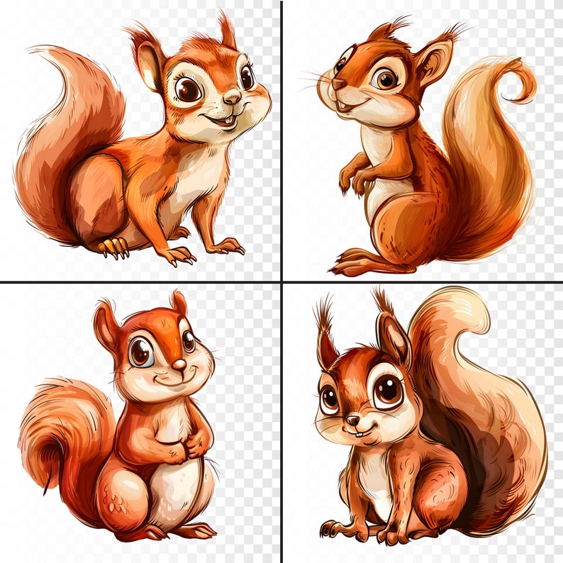 Squirrel Clipart - 36 Cute Squirrel Clipart Bundle. Adorable Woodland ...
