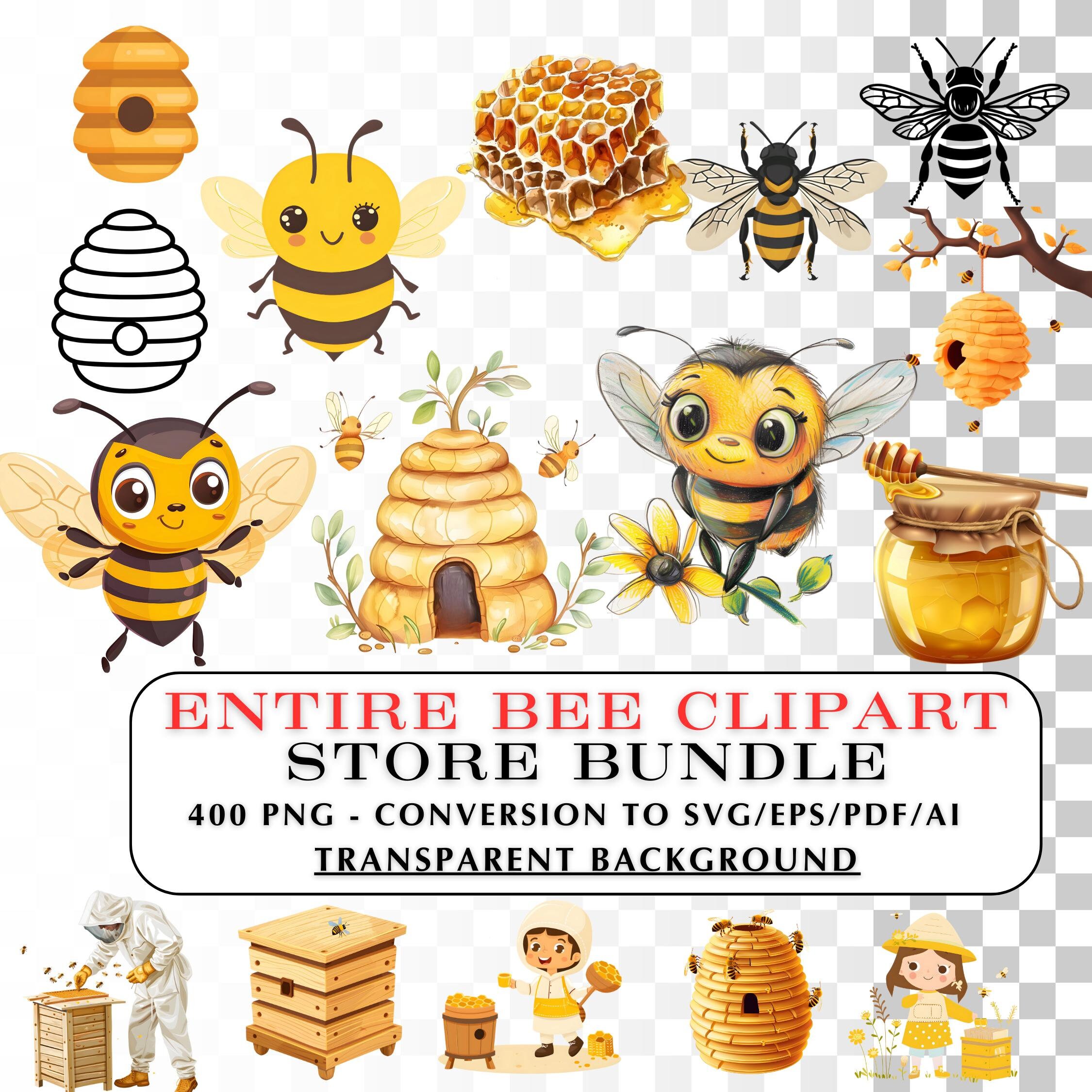Bees Clipart Bundle! Entire Store Honeybee SVG Bundle! Beehive Clipart ...