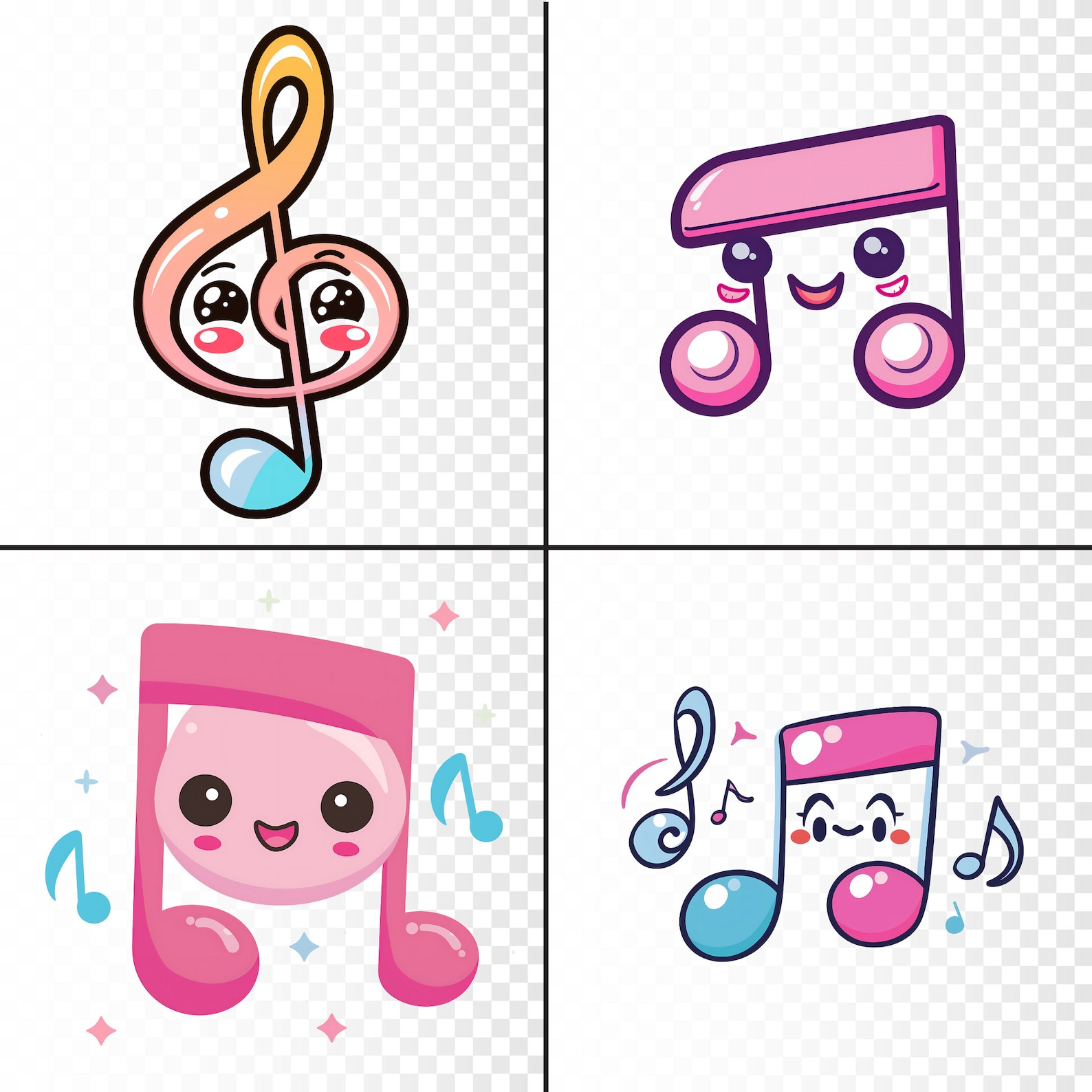 Cute Music Note Clipart! 16 Kawaii Musical Note Clipart. Music Notation ...
