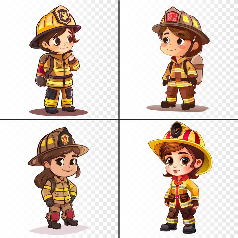 Cute Firefighter Clipart! 36 Cartoon Fire Fighter Clip Art Graphics ...