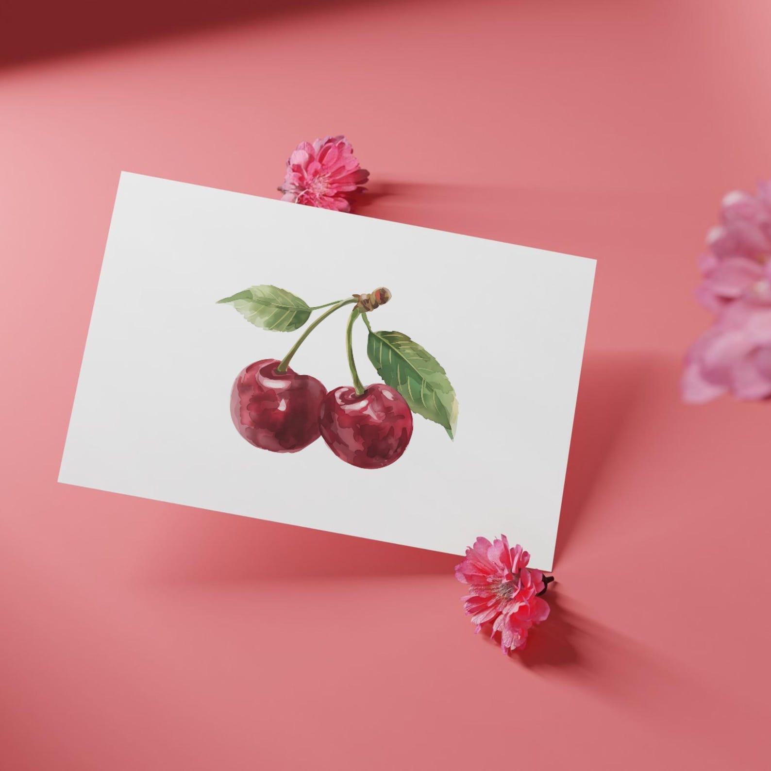 Watercolor Cherry Clipart! 24 Realistic Red Cherry Clip Art! PNG ...