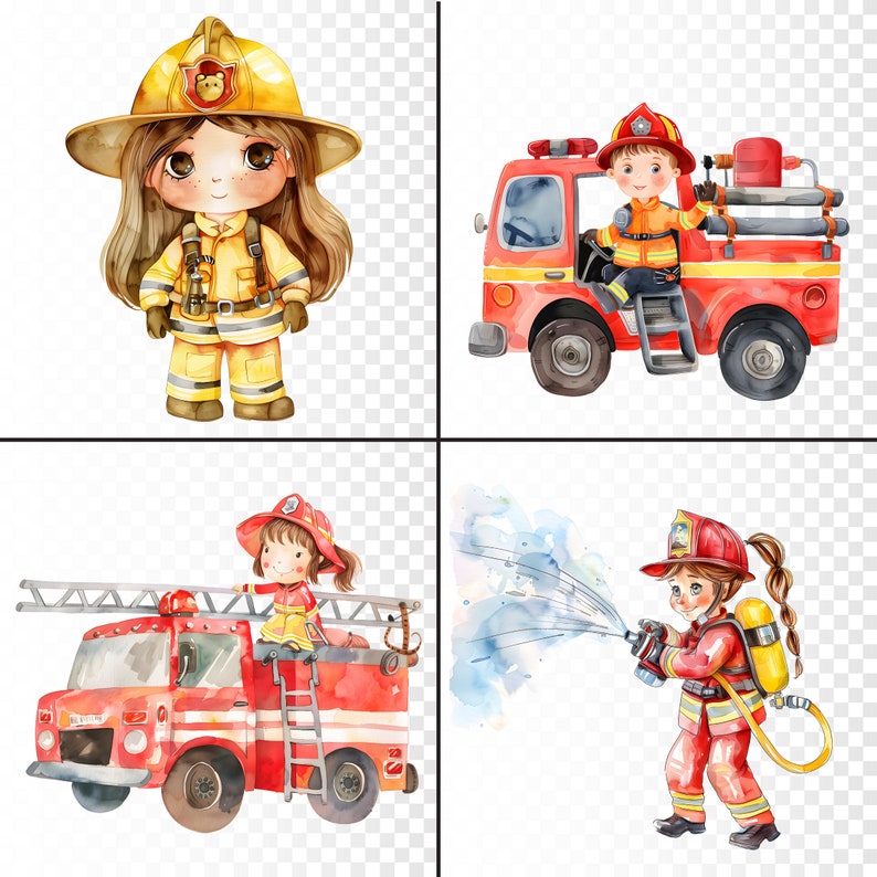 Firefighter SVG Clipart. 24 Cute Fireman Images Transparent Background ...