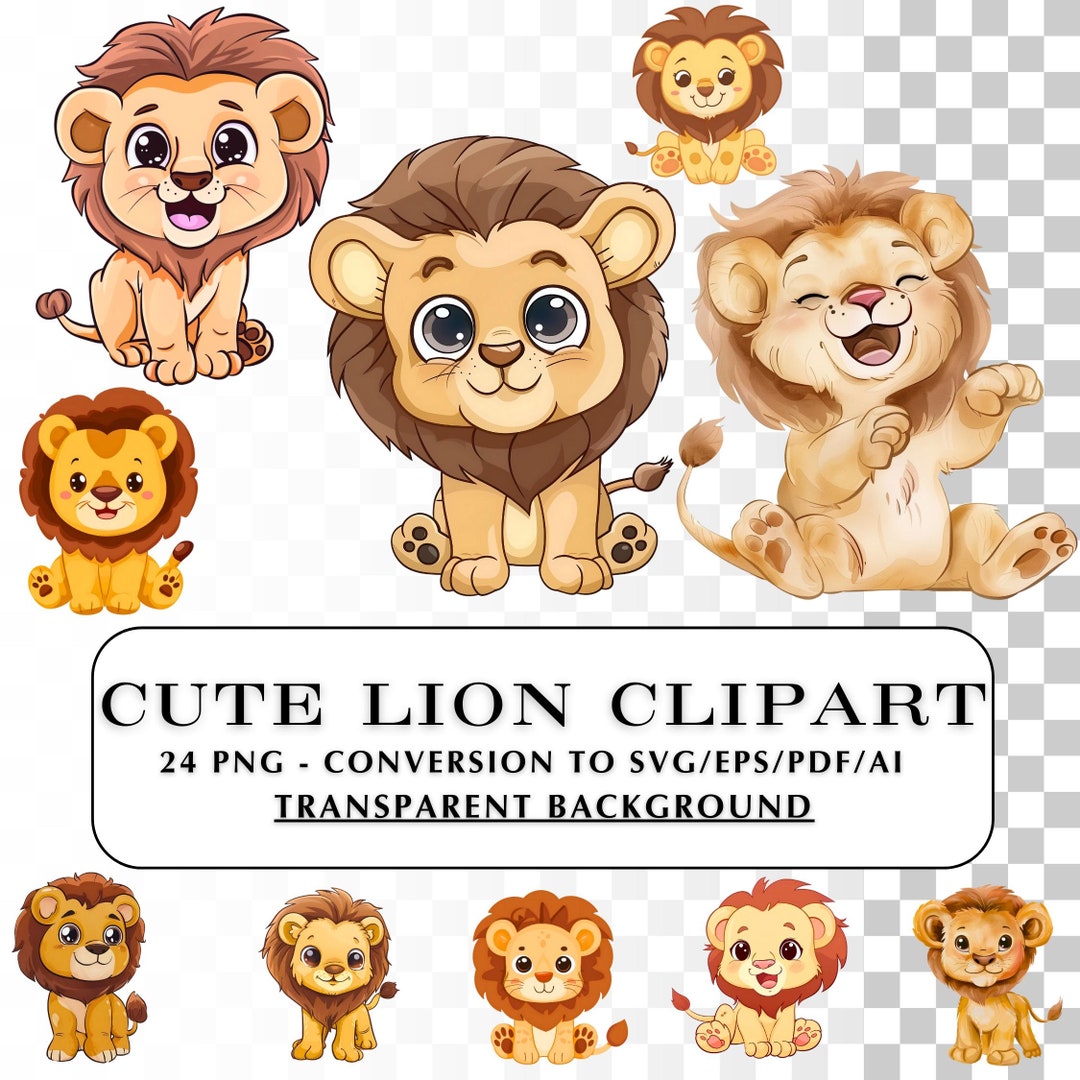 Lion Clipart Image Bundle! 28 Lion Clip Art Graphics. Cute Baby Cub ...