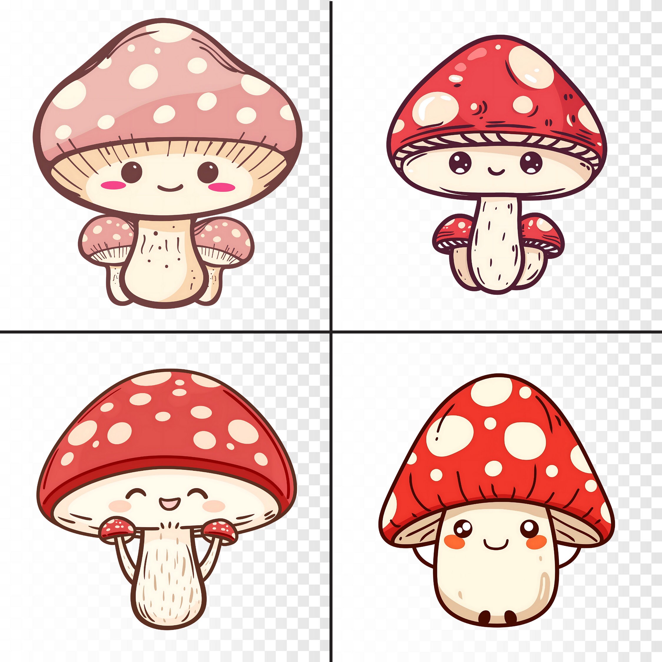 Cute Mushroom Clipart! 20 Kawaii Mushroom Clip Art Images. Adorable ...