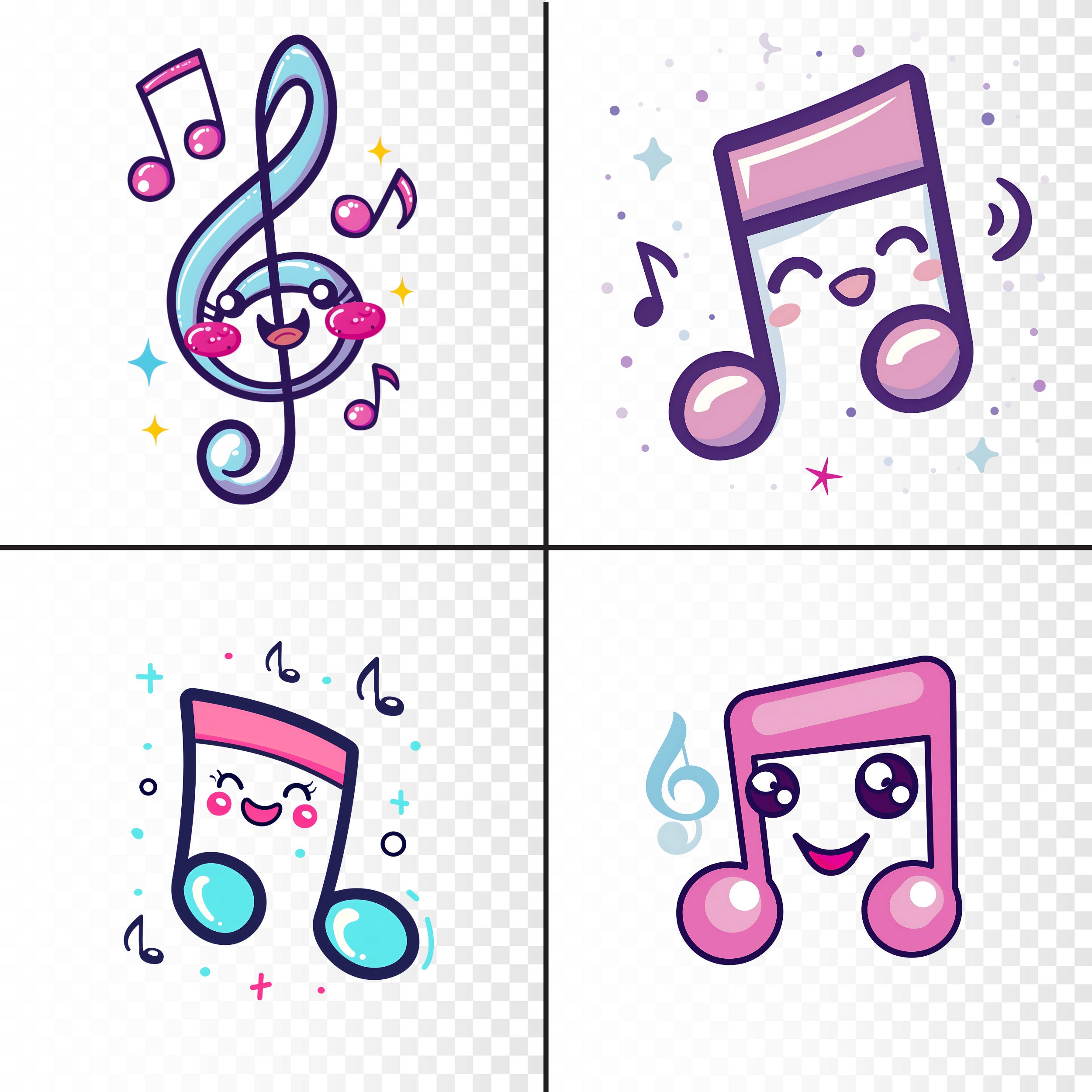 Cute Music Note Clipart! 16 Kawaii Musical Note Clipart. Music Notation ...