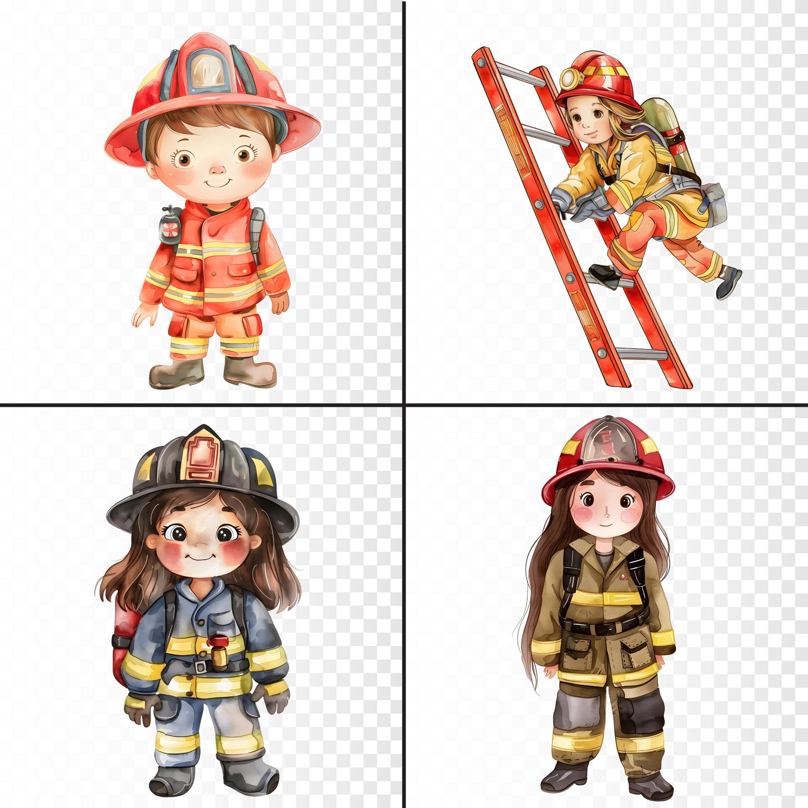 Firefighter SVG Clipart. 24 Cute Fireman Images Transparent Background ...