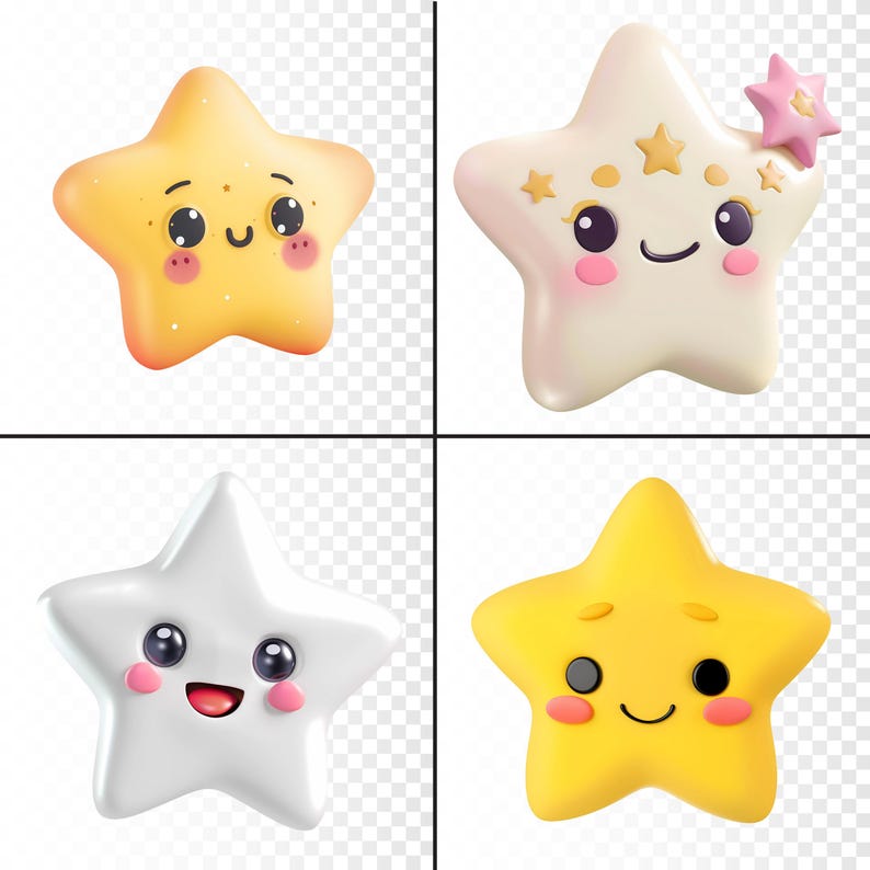 Cute Star Design Clipart! 28 Star Clipart PNG Images. Kawaii 3D ...