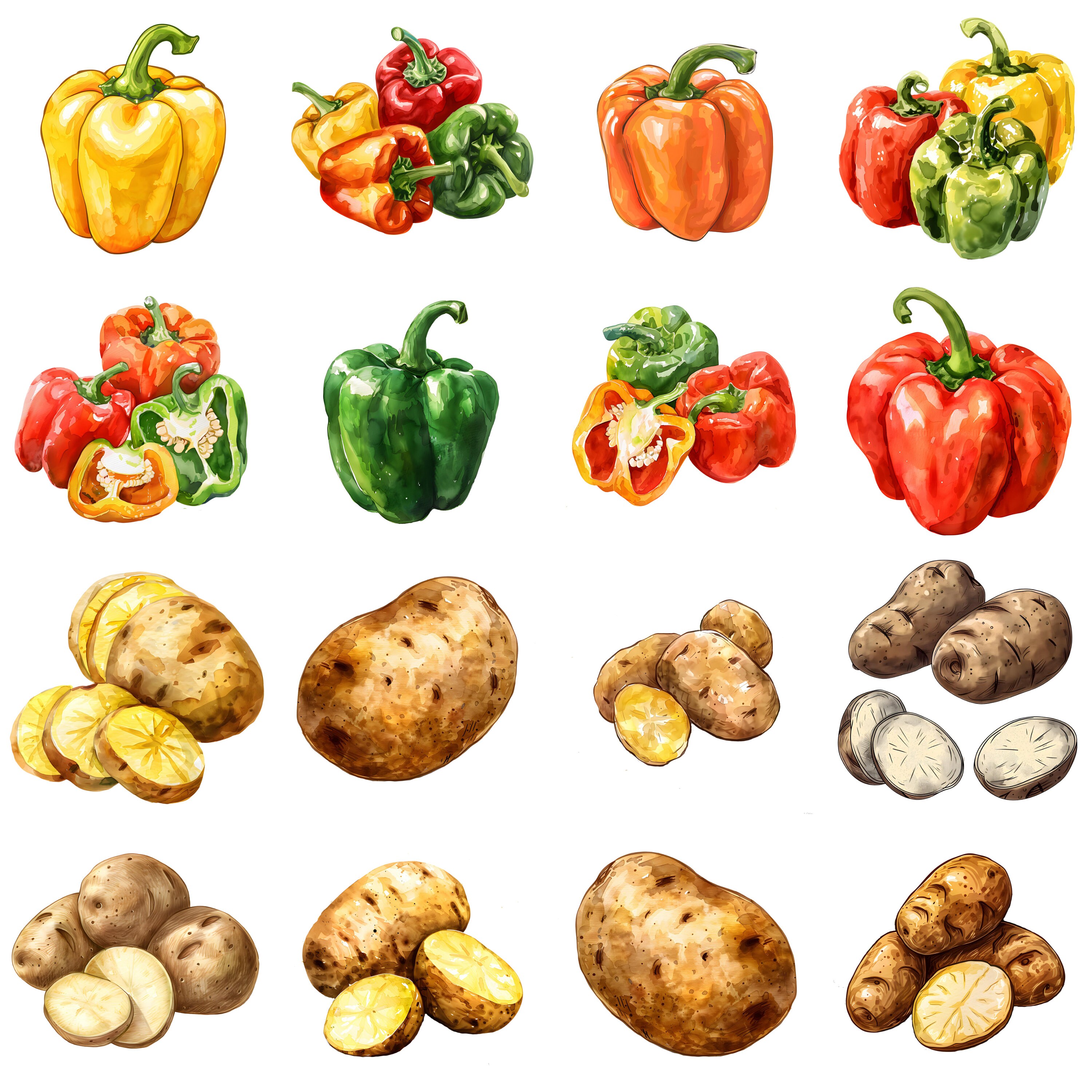 Vegetable Clipart - 144 Colored Pencil Images of of Vegetable PNG ...