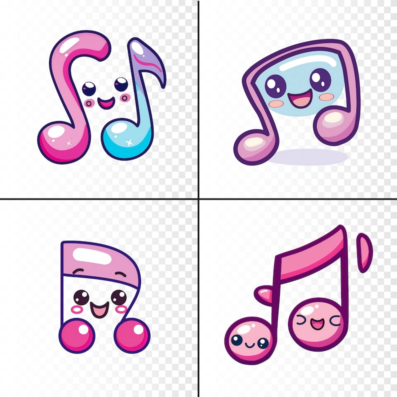 Cute Music Note Clipart! 16 Kawaii Musical Note Clipart. Music Notation ...