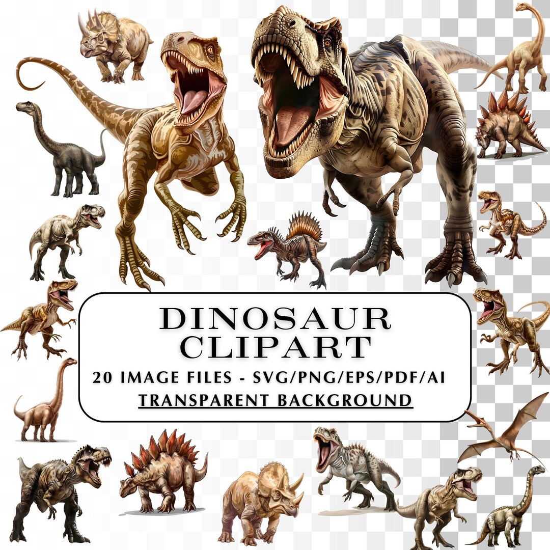Dinosaur Clipart - 20 Images of Realistic Dino SVG and PNG Graphics ...