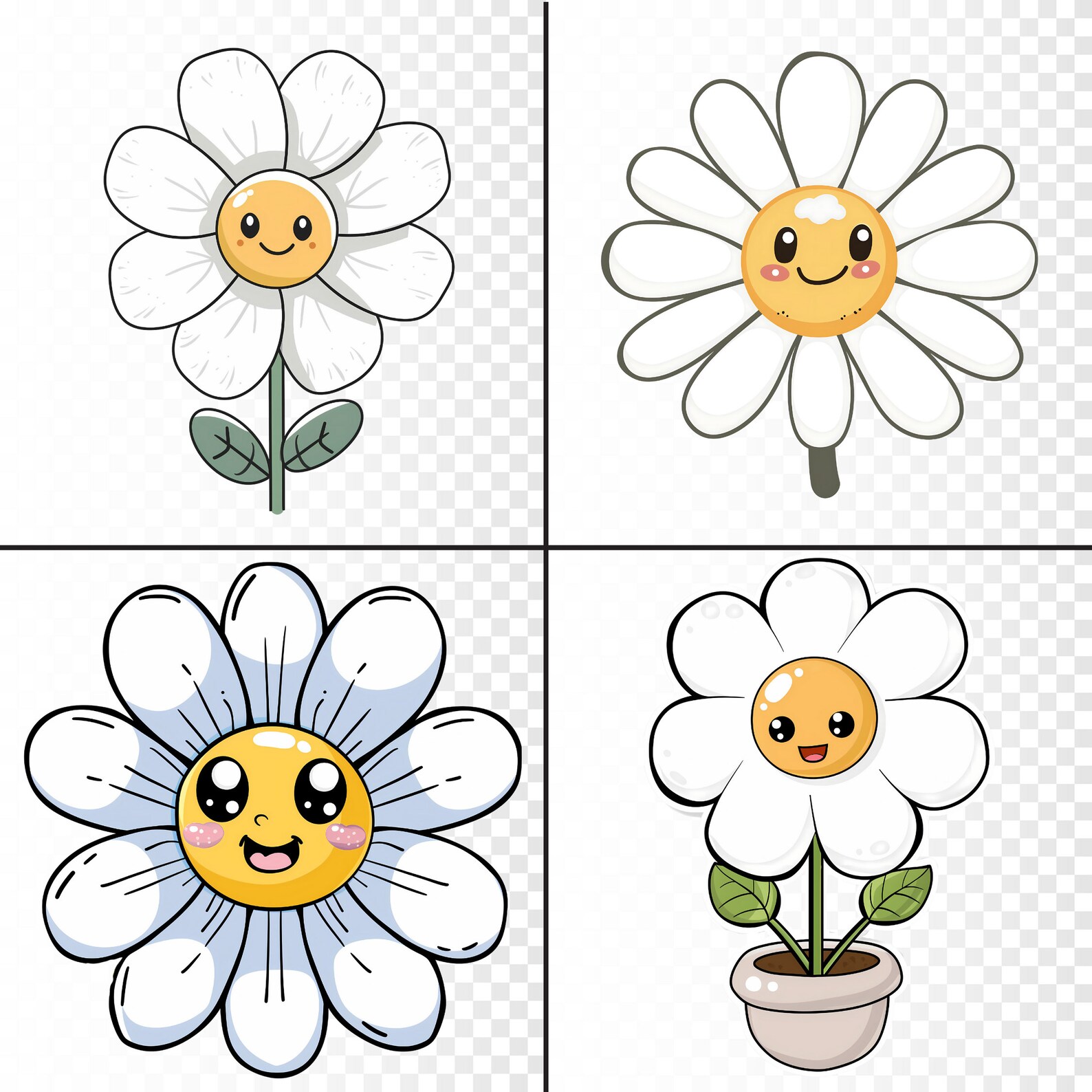 Cute Daisy Clipart 30 Kawaii Daisy Clip Art Images. PNG, SVG, and ...