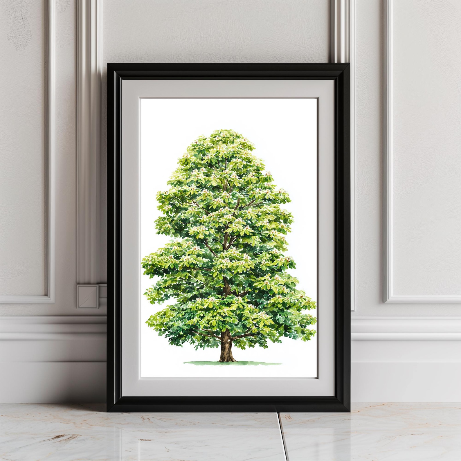 Chestnut Trees Watercolor Painting Set - Changing Seasons Nature Décor ...