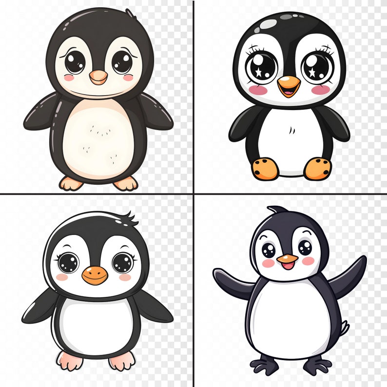Cute Penguin SVG Clipart! 24 Kawaii Penguin SVG Clip Art Images ...