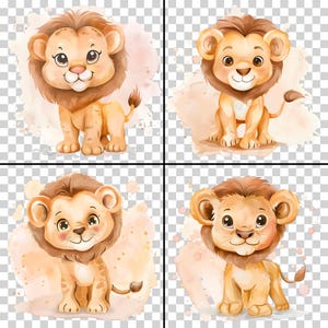 Cute Lion Clipart Watercolor Splash | Lion Clip Art PNG, SVG & PDF for ...