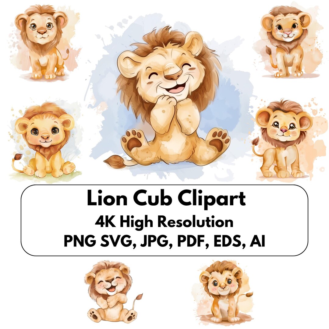 Cute Lion Clipart Watercolor Splash | Lion Clip Art PNG, SVG & PDF for ...