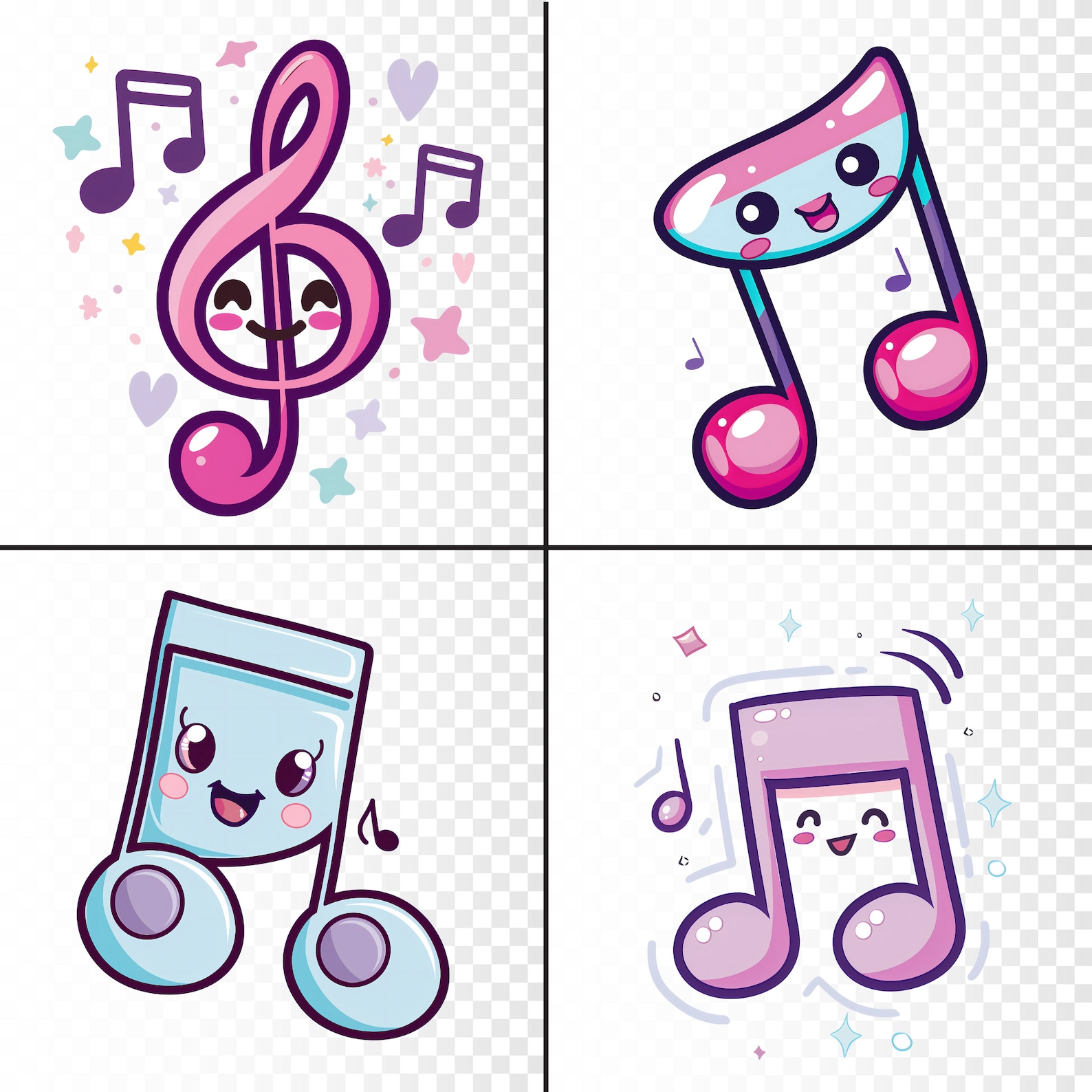 Cute Music Note Clipart! 16 Kawaii Musical Note Clipart. Music Notation ...