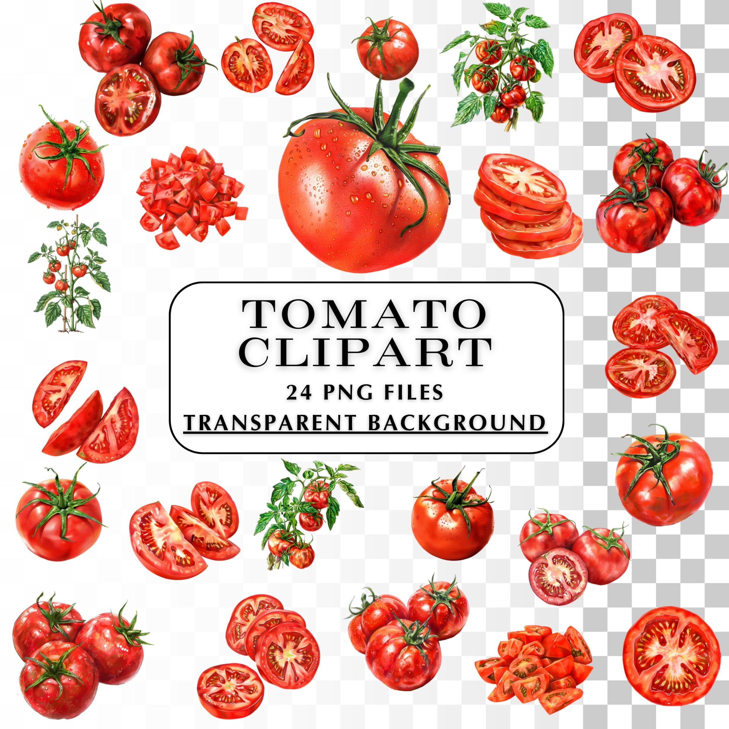 Tomato Clipart Bundle. 24 PNG Files With Transparent Backgrounds ...
