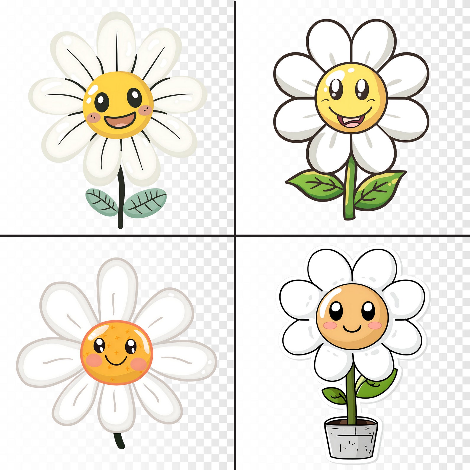 Cute Daisy Clipart! 30 Kawaii Daisy Clip Art Images. PNG, SVG, and ...