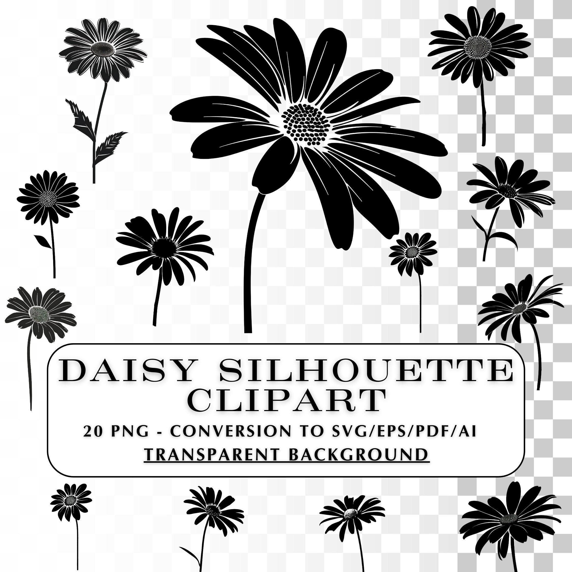 Daisy Silhouette Clipart! 12 Daisy Clip Art Graphics to Be Used With ...