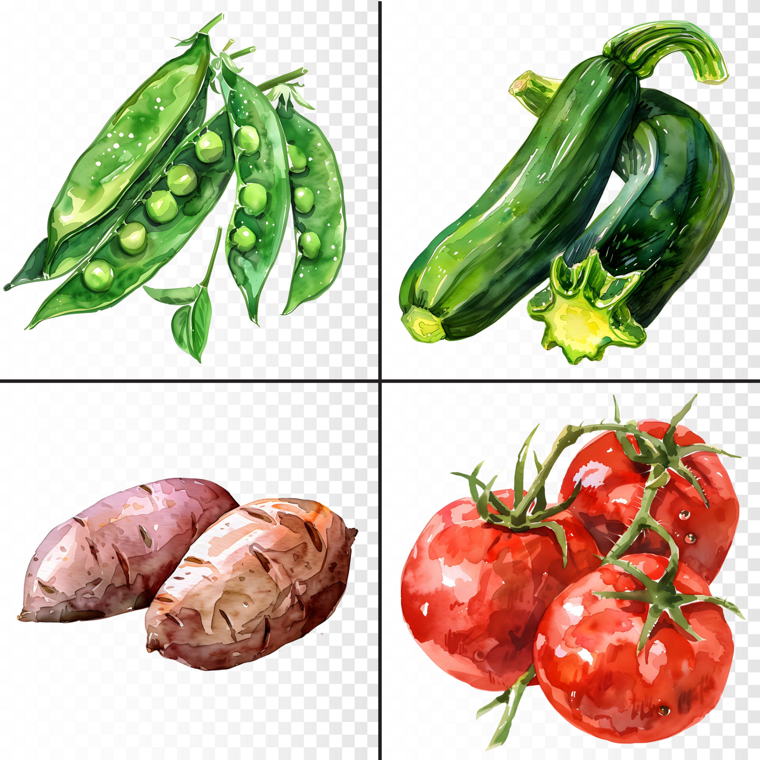 Veggie Clipart Bundle - 36 Hand-drawn Style Vegetable Clip Art Vector ...