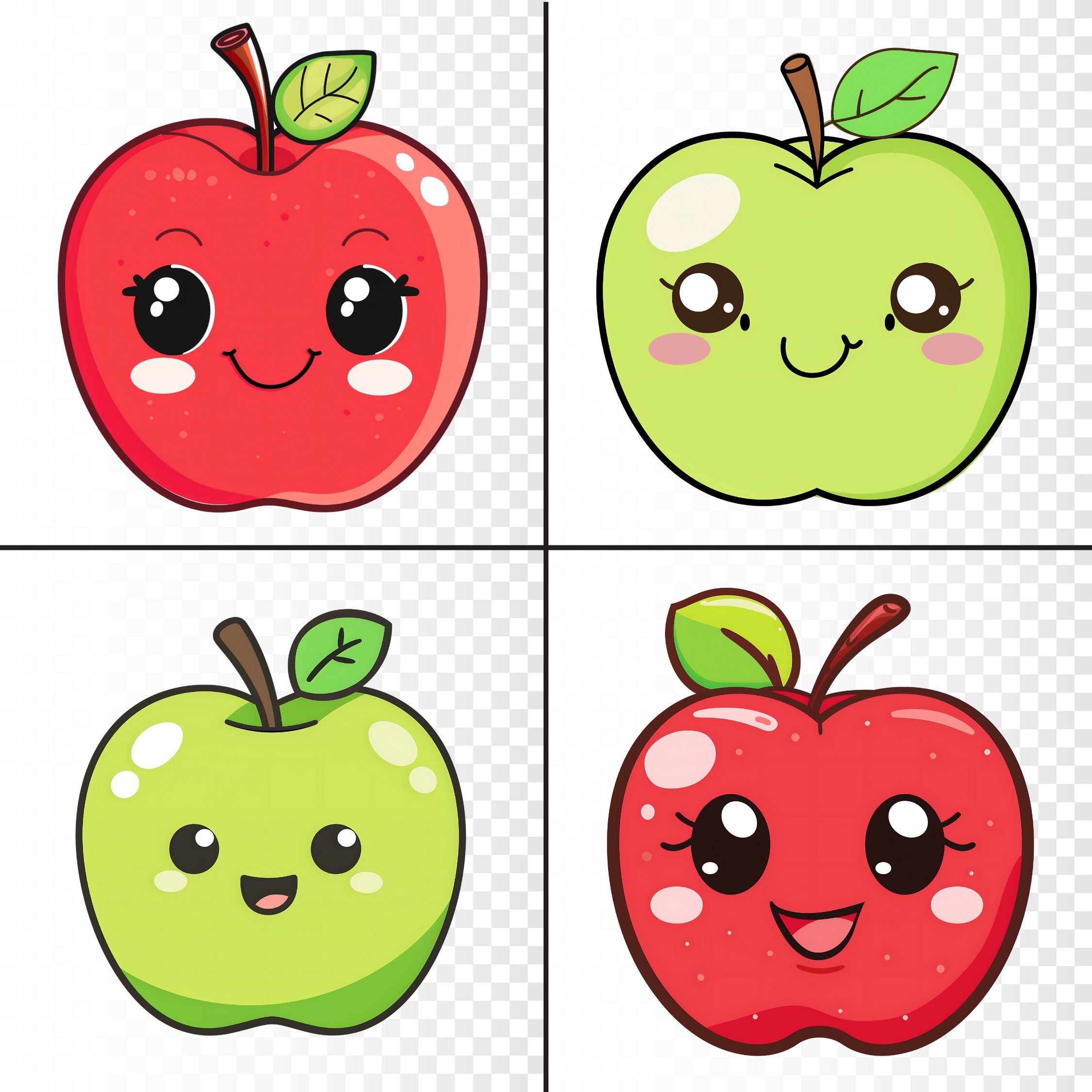 Kawaii Apple Clipart! 16 Cute Apple Clip Art Images. Vector Graphics of ...