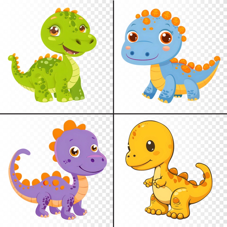Dinosaur Clipart. 36 Cute Dino Clip Art Graphics. Kawaii Cute Images ...