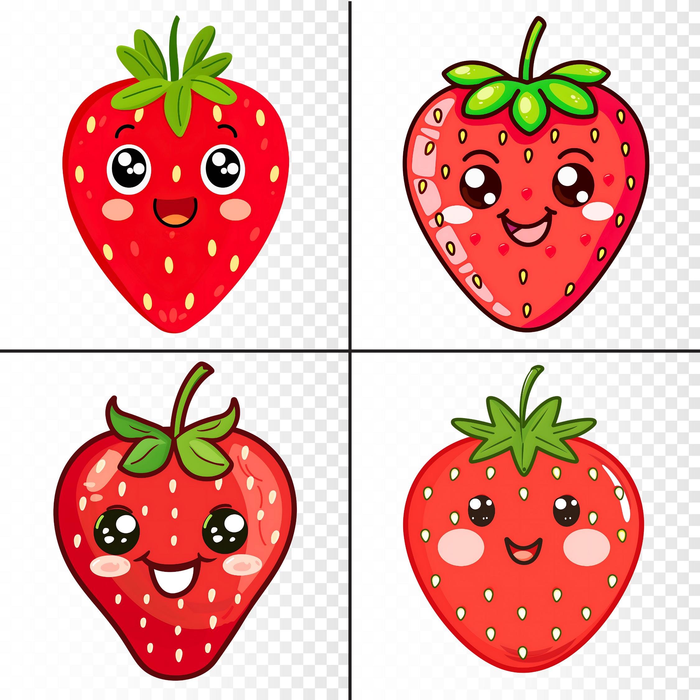Cute Watercolor Strawberry Clipart! 28 Kawaii Strawberry Clip Art ...