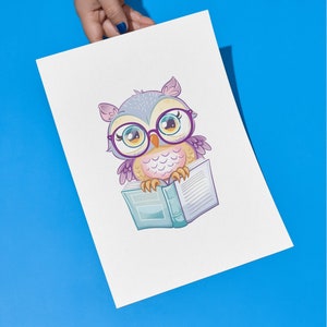 Cute Reading Owl Clipart! 12 Kawaii Owl Clip Art Reading. PNG, SVG ...