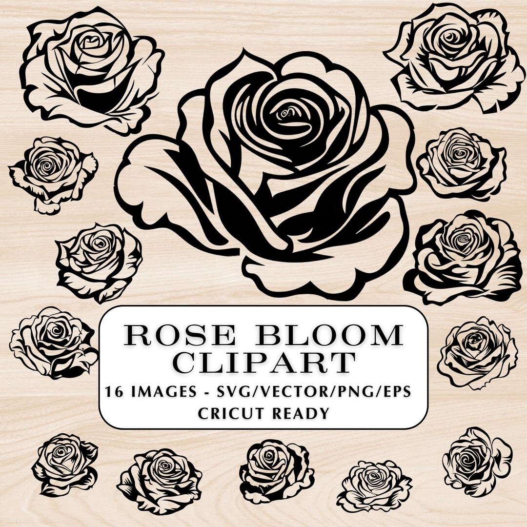 16 Rose Vector Designs - Rose DXF, Outline, Silhouette, SVG. Cricut ...