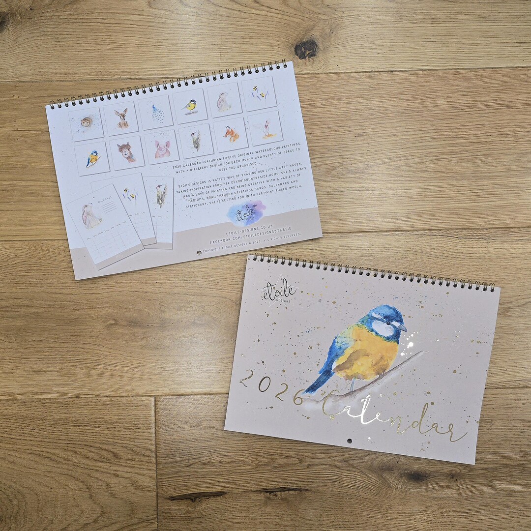 2026 A4 Watercolour Calendar, Painted Wildlife & Animal Designs - Etsy UK