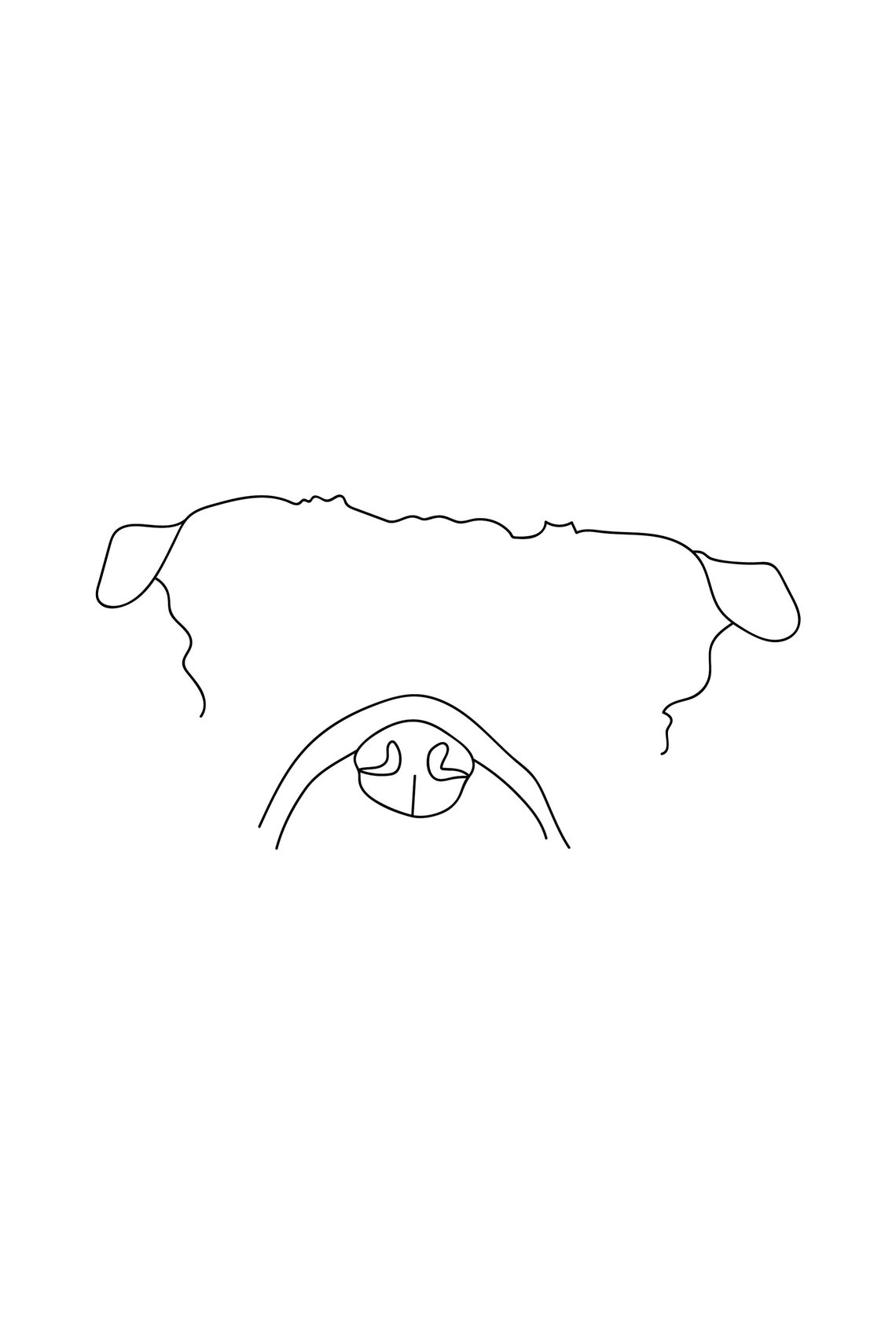 Dog Ear Outline Pug Digital File Pug Print Dog Ear Line Art Pug Outline ...