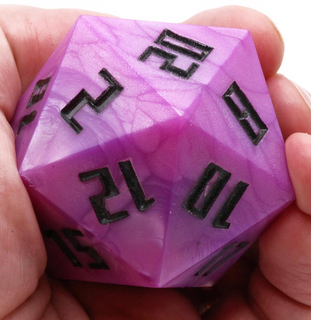 Giant D20 pearl Pink With Black Numbers Huge 54mm TTRPG - Etsy