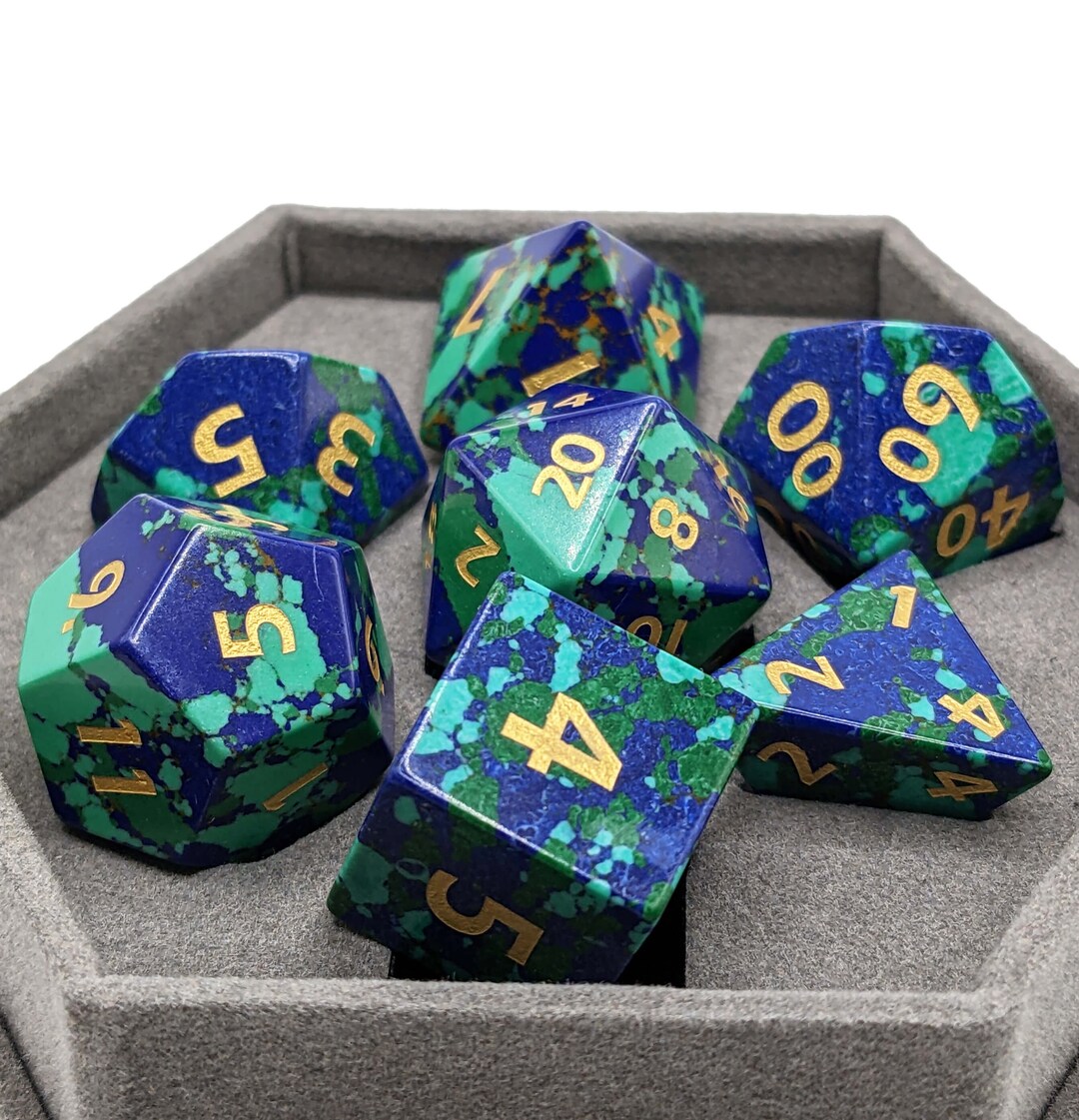 Gemstone Dice phoenix Lapis Lazuli 7pc TTRPG Role Playing Game Dice Set ...