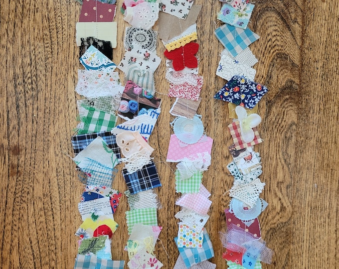 Stitched Decorative Snippet Roll for Junk Journal. Fabric and Paper ...