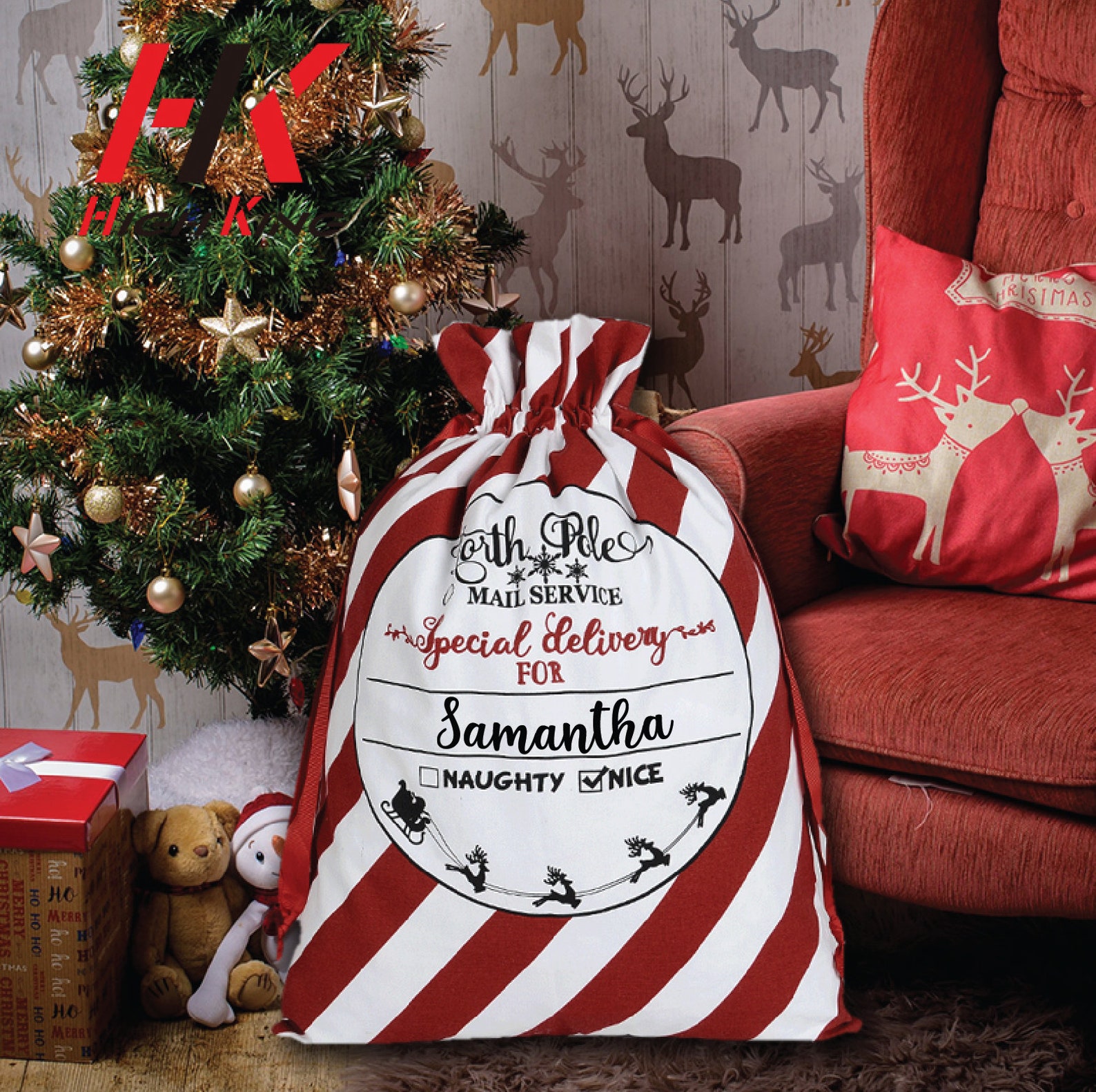 Santa Kids Bag, Christmas Sack Bag, Custom Christmas Bag, Personalized ...