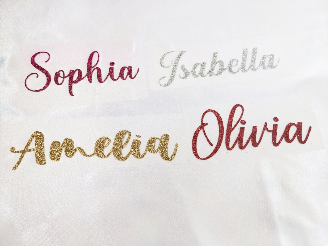 Glitter Name Iron on Custom Heat Transfer Vinyl - Etsy