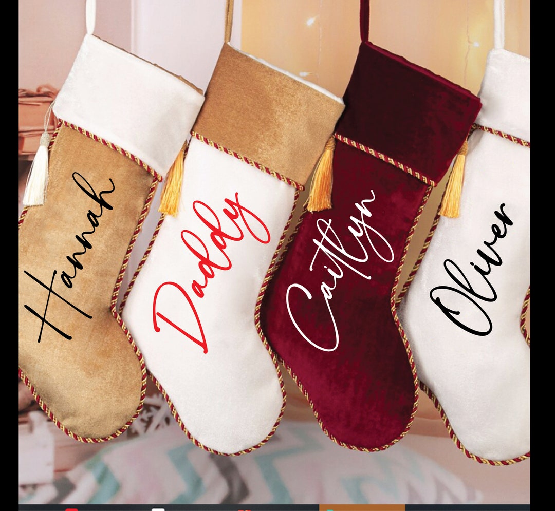Custom Personalized Christmas Stockings Velvet With Tassel, Customized ...