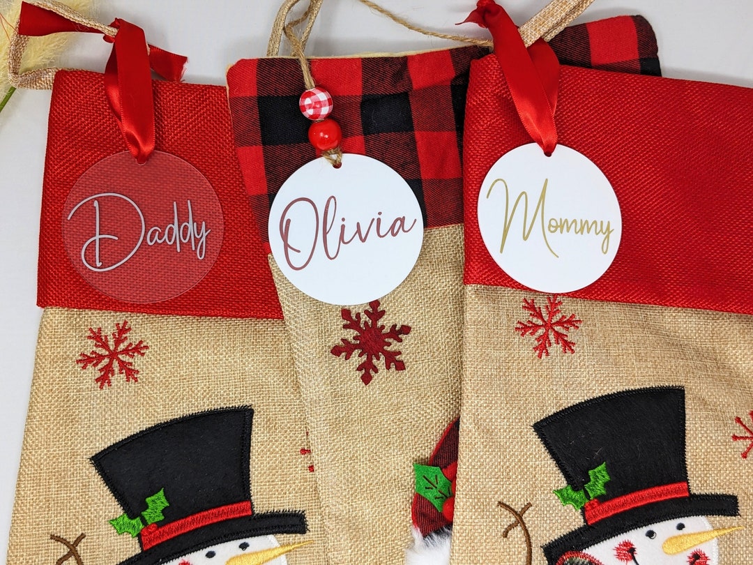 Acrylic Stocking Tags, Frosted or White Personalized Name Tags for ...