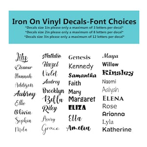 Personalised Iron on Name Decals, Name or Custom Text, Custom Heat ...