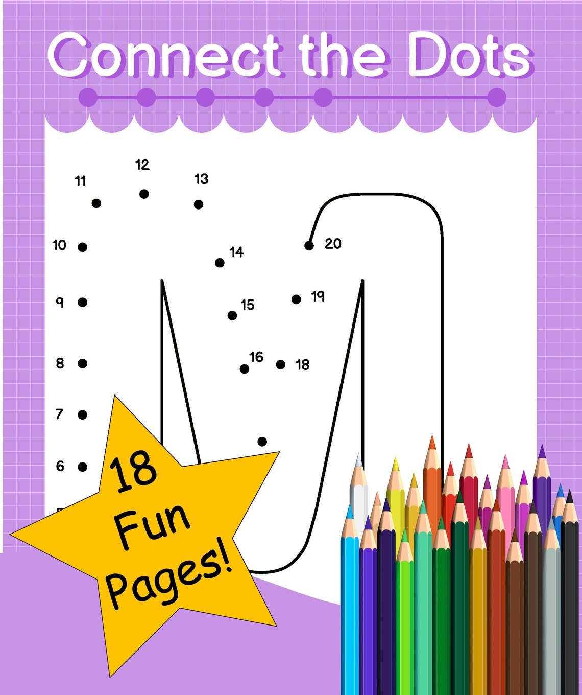 Connect the Dots Coloring Book: 18 Pages - Etsy