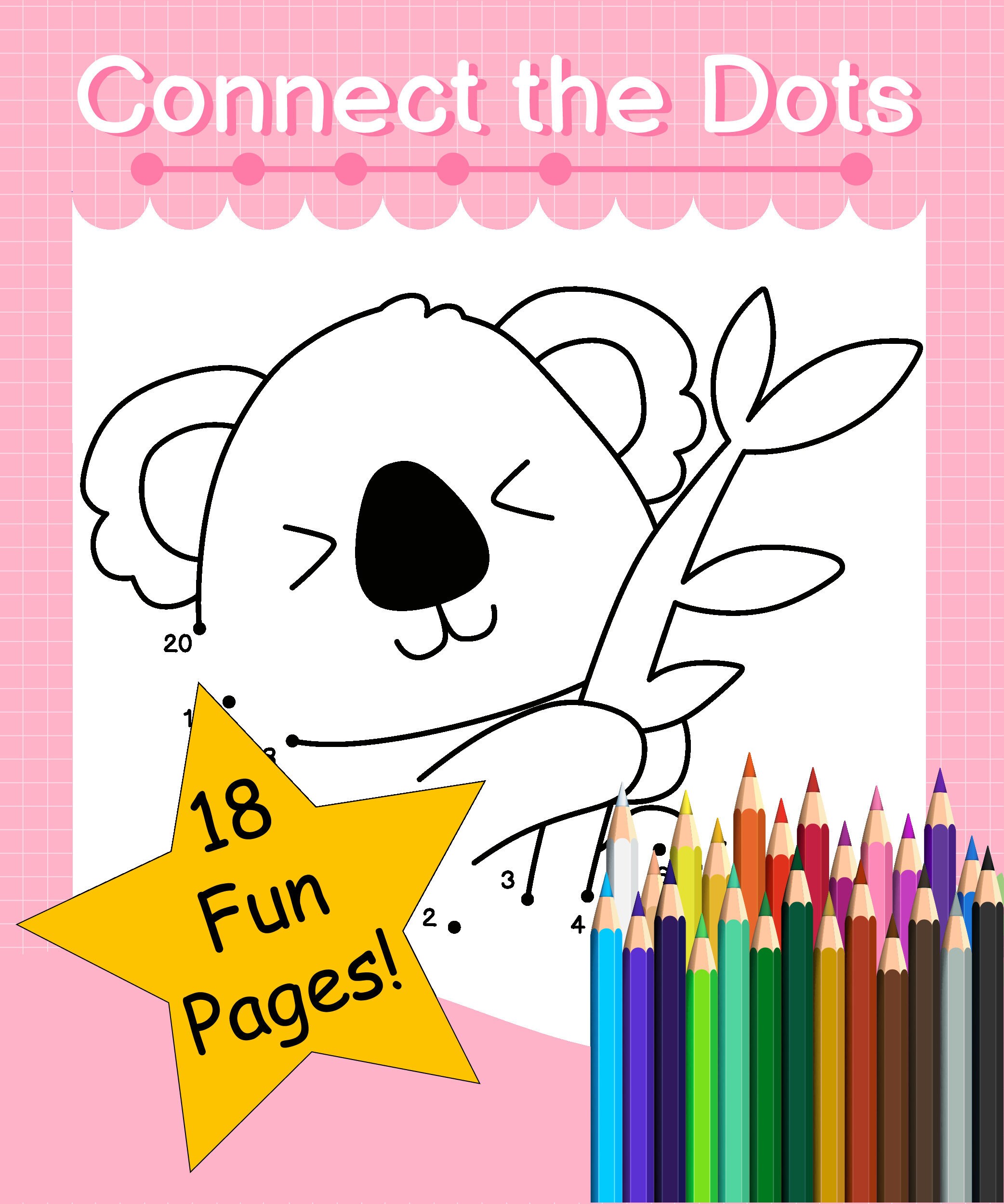 Connect the Dots Coloring Book: 18 Pages - Etsy