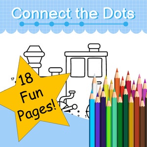 Connect the Dots Coloring Book: 18 Pages | Etsy