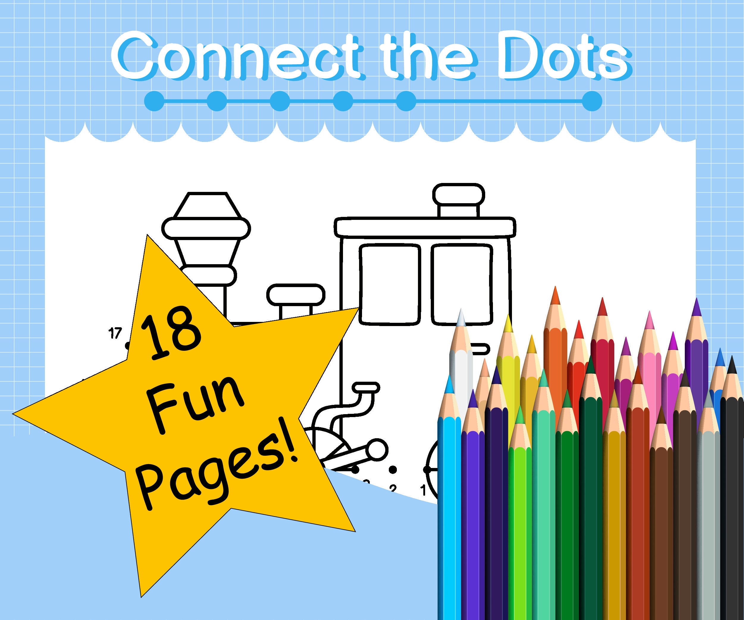 Connect the Dots Coloring Book: 18 Pages - Etsy