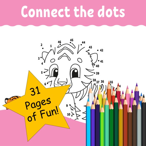 Connect the Dots Coloring Book: 31 Pages | Etsy