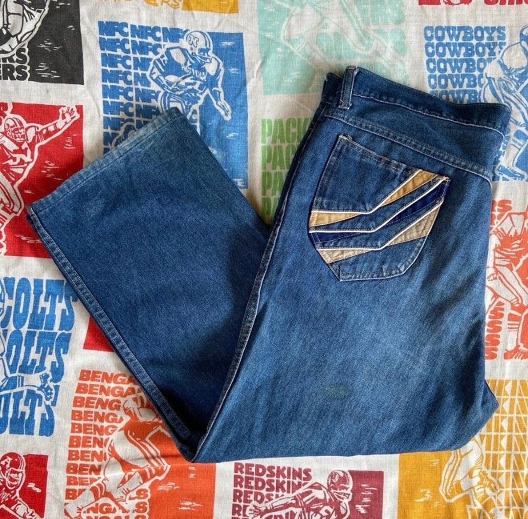 Vintage 1970s Pocket Detail Flare Jeans - Etsy