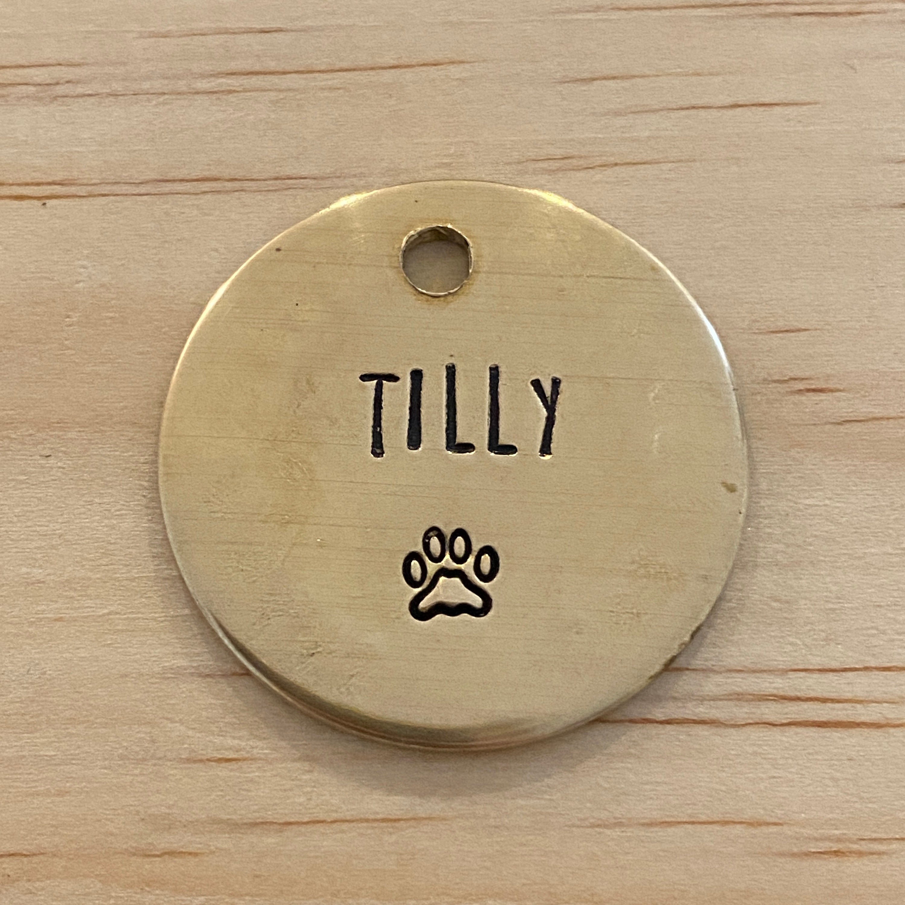 Paw Print Dog Tag Dog Paw Name Tag Paw Print Pet ID Brass | Etsy Australia