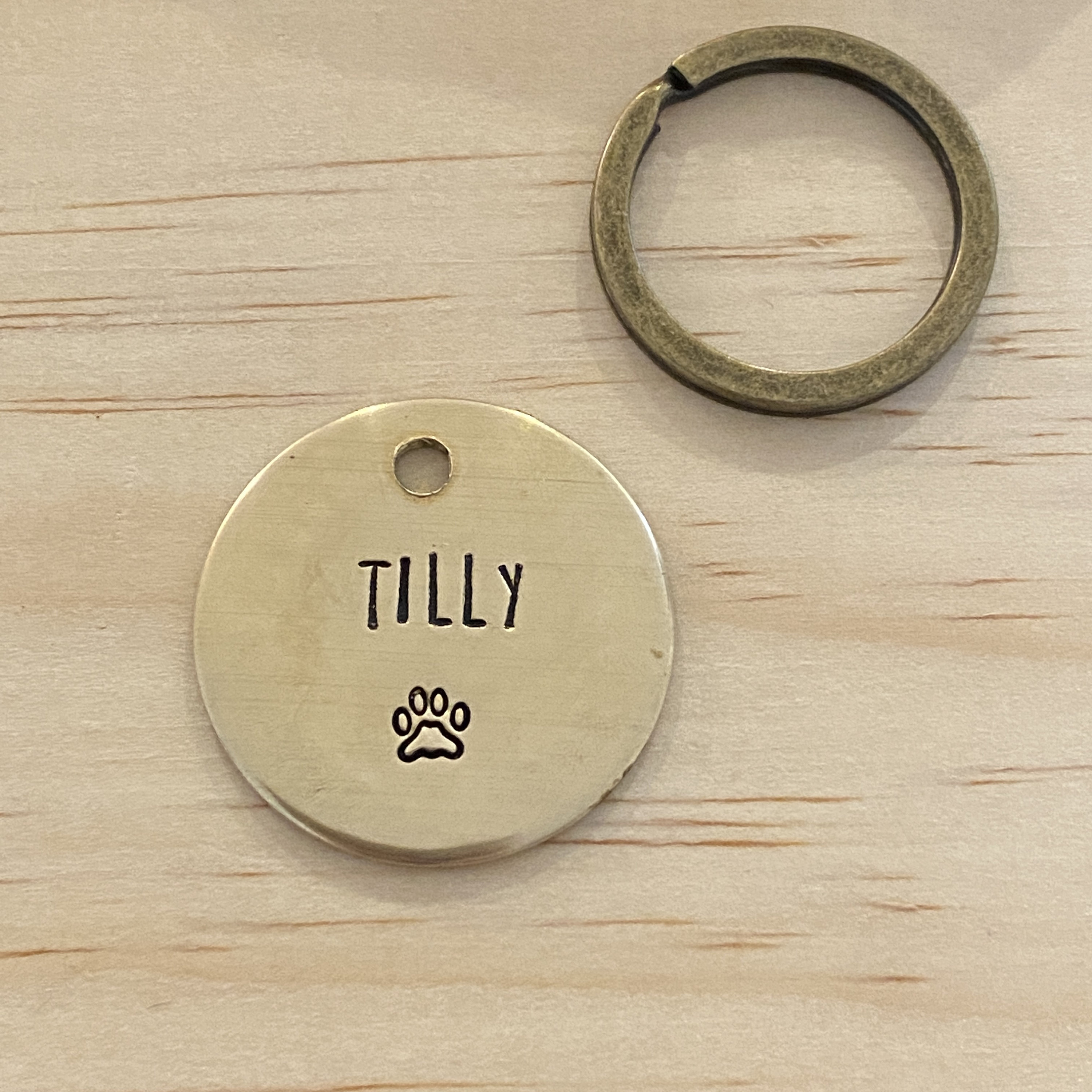 Paw Print Dog Tag Dog Paw Name Tag Paw Print Pet ID Brass | Etsy Australia