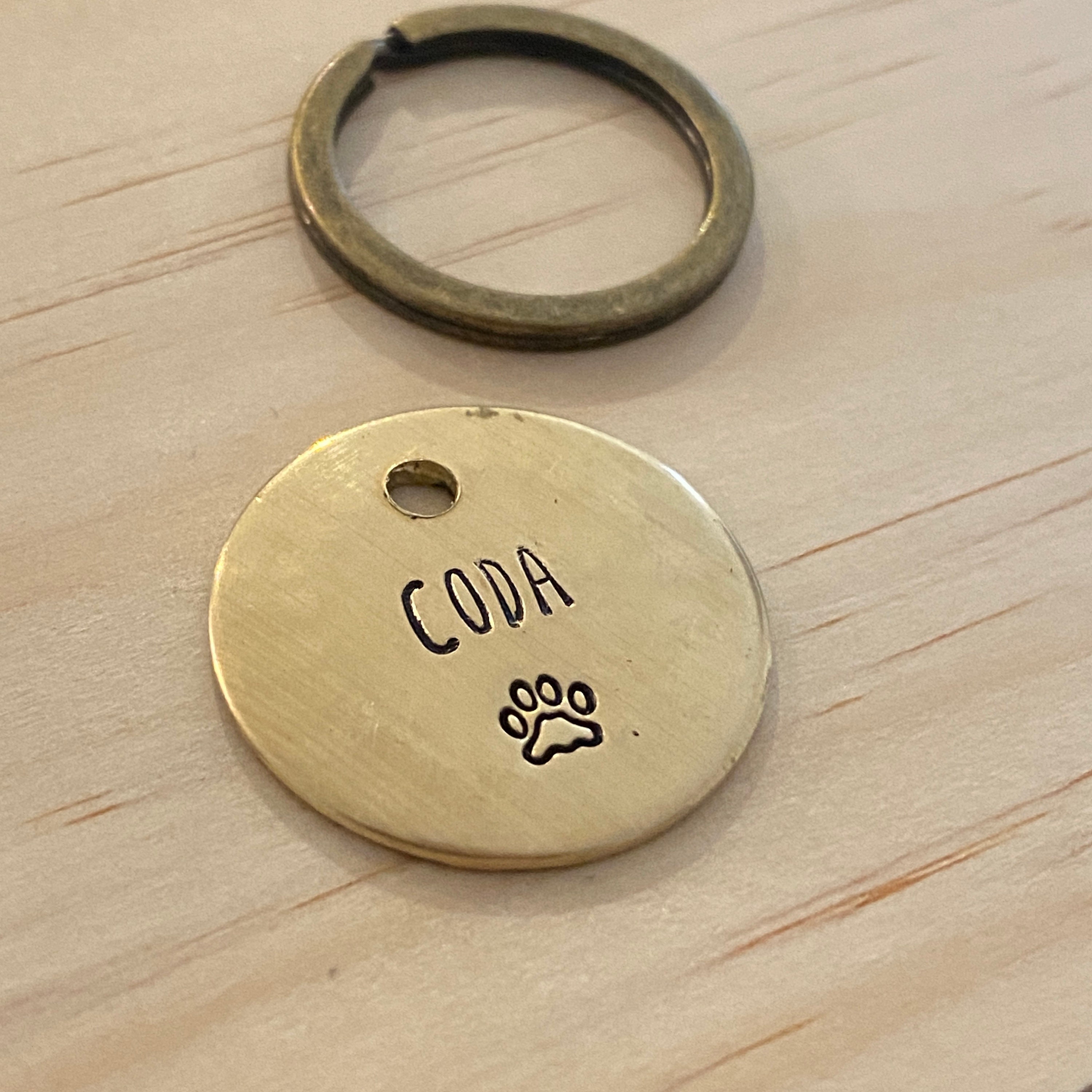Paw Print Dog Tag Dog Paw Name Tag Paw Print Pet ID Brass - Etsy Australia