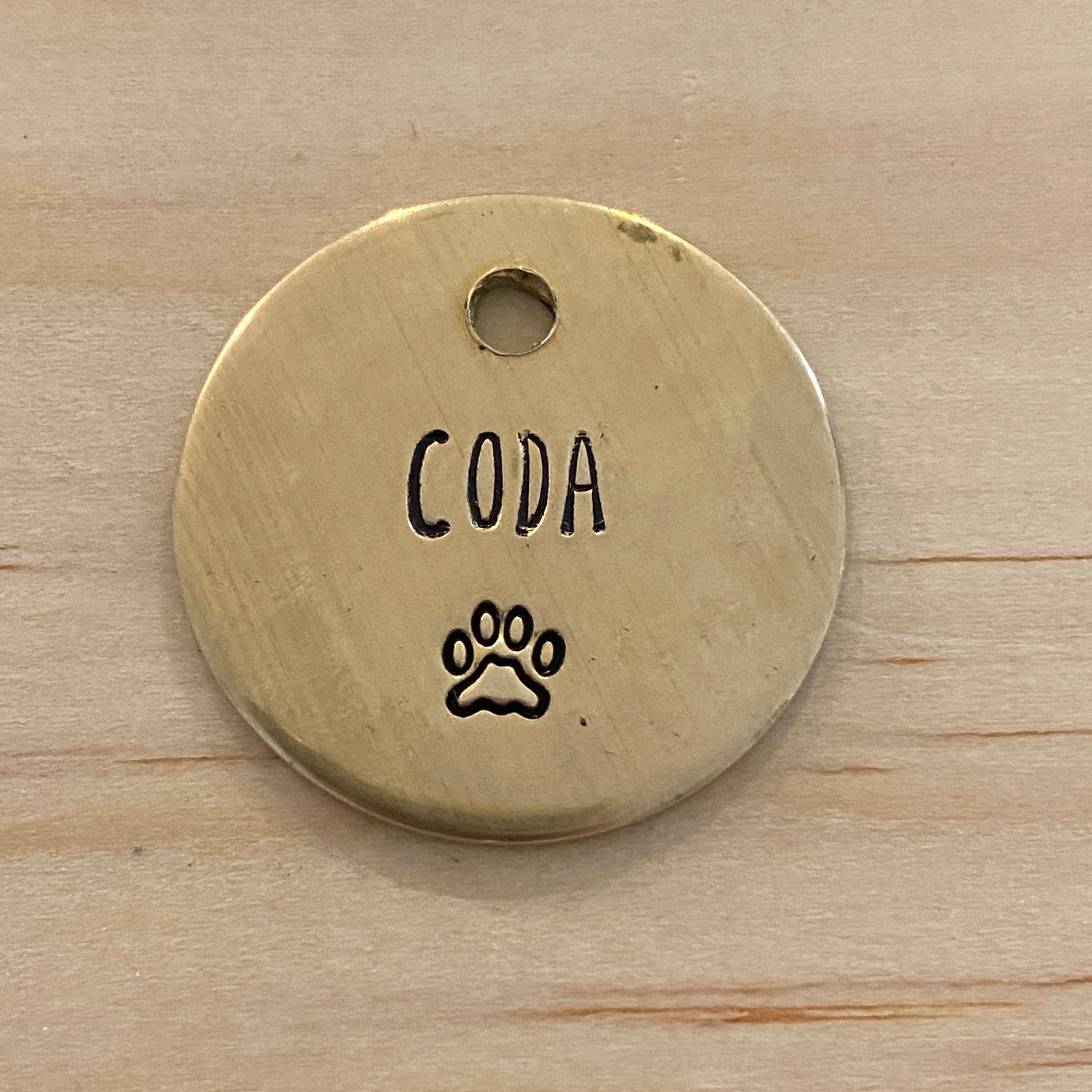 Paw Print Dog Tag Dog Paw Name Tag Paw Print Pet ID Brass | Etsy Australia